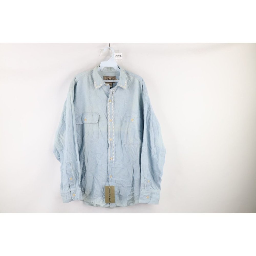 Nos Vtg 90s Calvin Klein Mens Large Checkered Chambra… - Gem